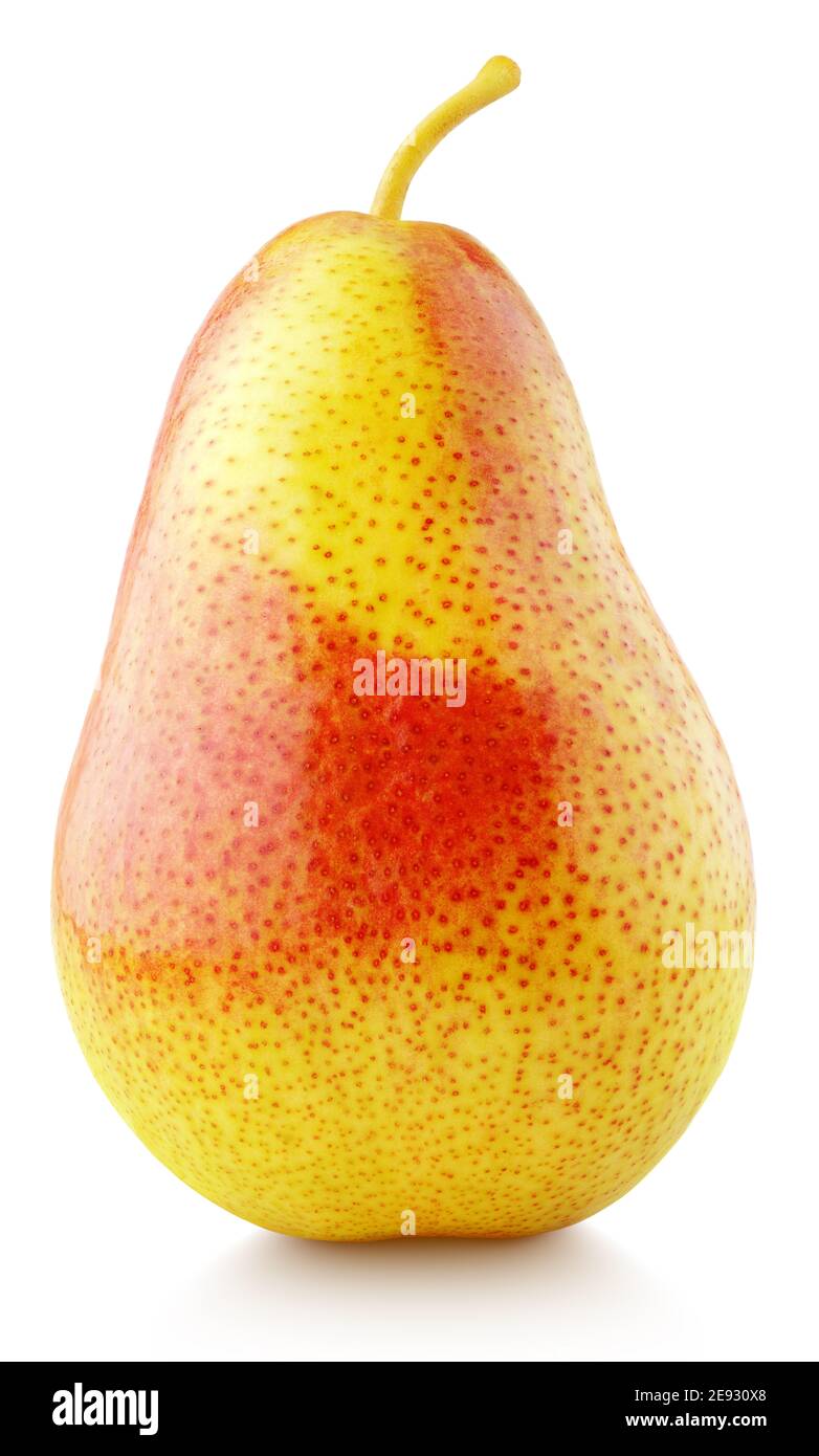 Red yellow pear fruit isolated on white with clipping path. Full depth ...