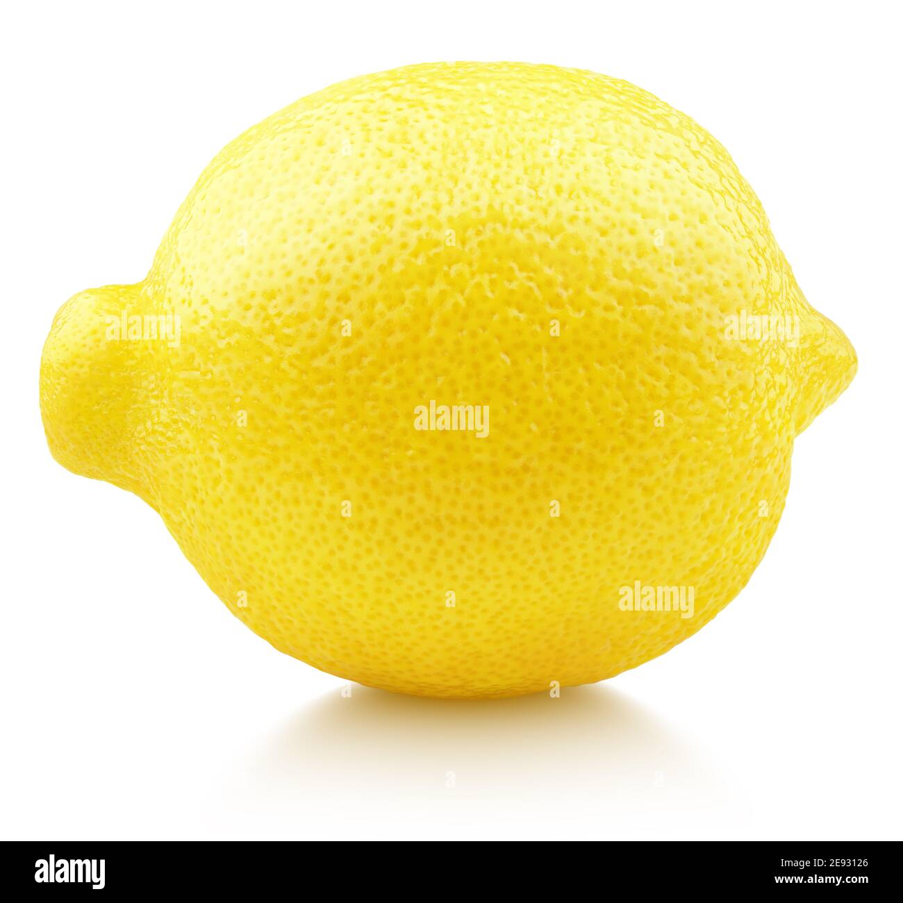 Front view of ripe whole yellow lemon citrus fruit isolated on white ...