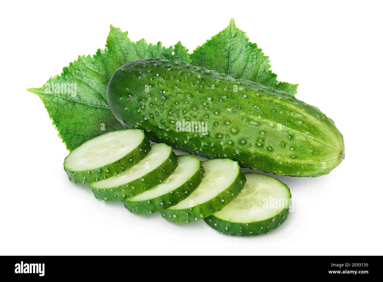 Sliced cucumber isolated on white background with clipping path and full depth of field Stock ...