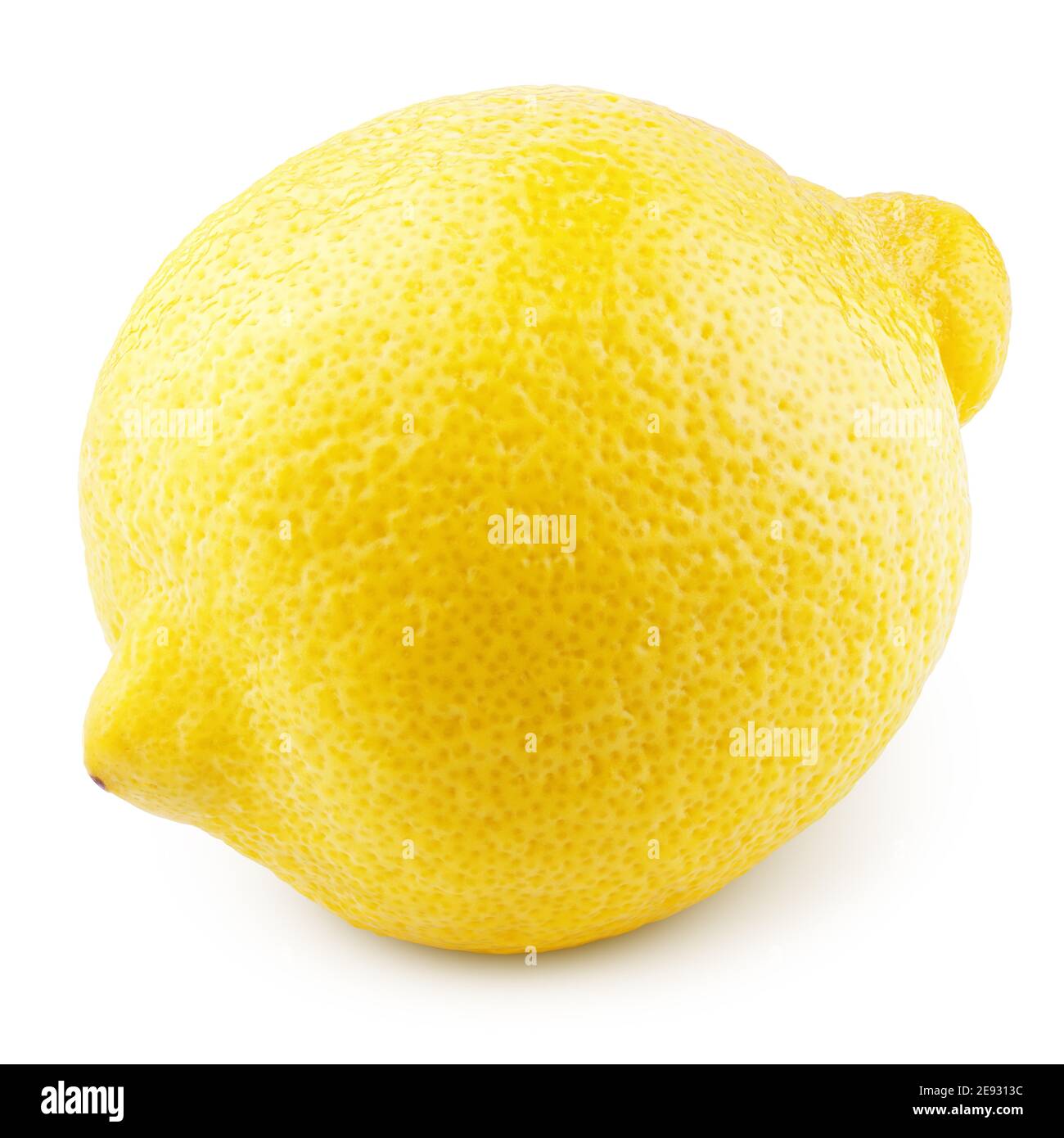 Ripe whole yellow lemon citrus fruit isolated on white background with ...