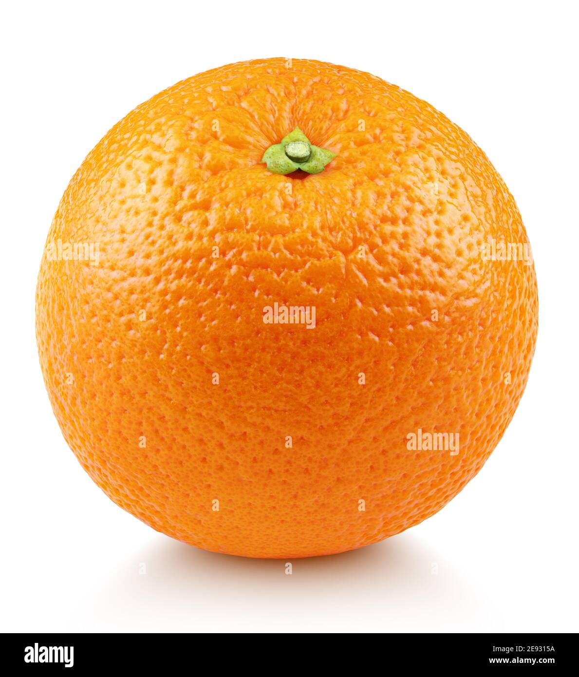 Single ripe whole orange citrus fruit with shadow isolated on white ...