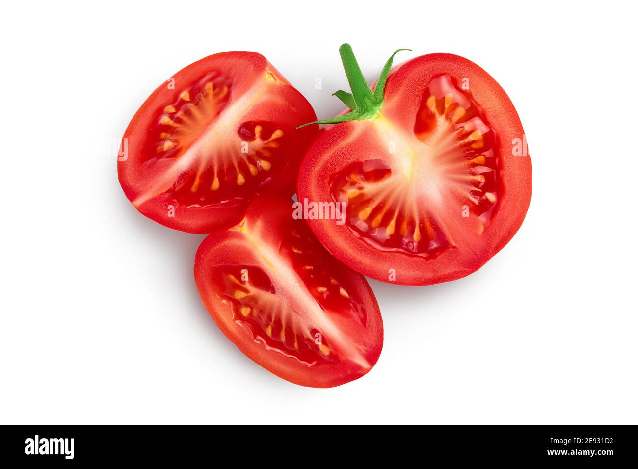 Tomato half with slices isolated on white background. Clipping path and ...