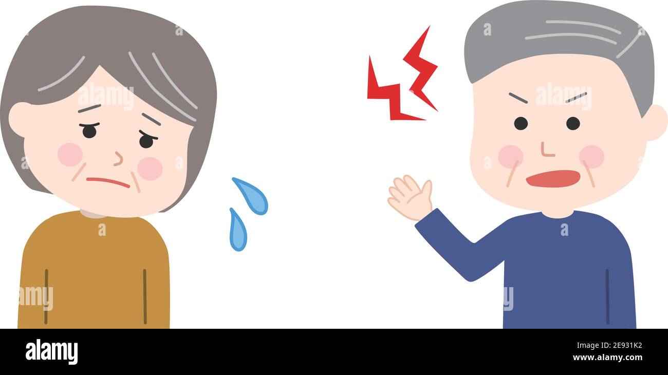 Grandfather getting angry at his wife. Vector illustration isolated on ...