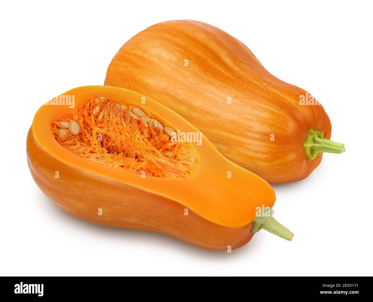 butternut squash half isolated on white background with clipping path ...