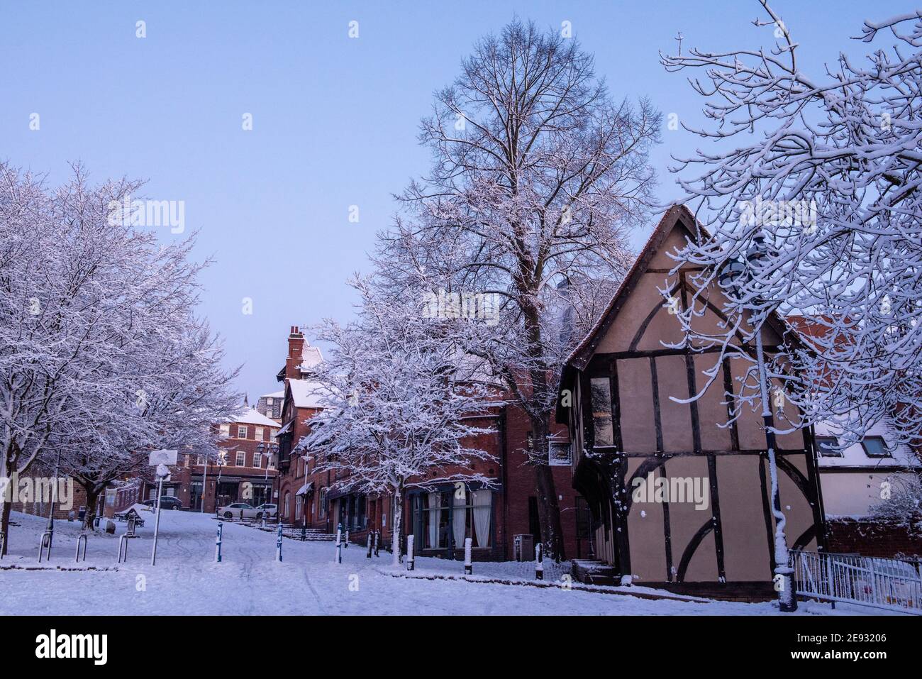 Snow on Castle Road, Nottingham City Nottinghamshire England UK Stock ...