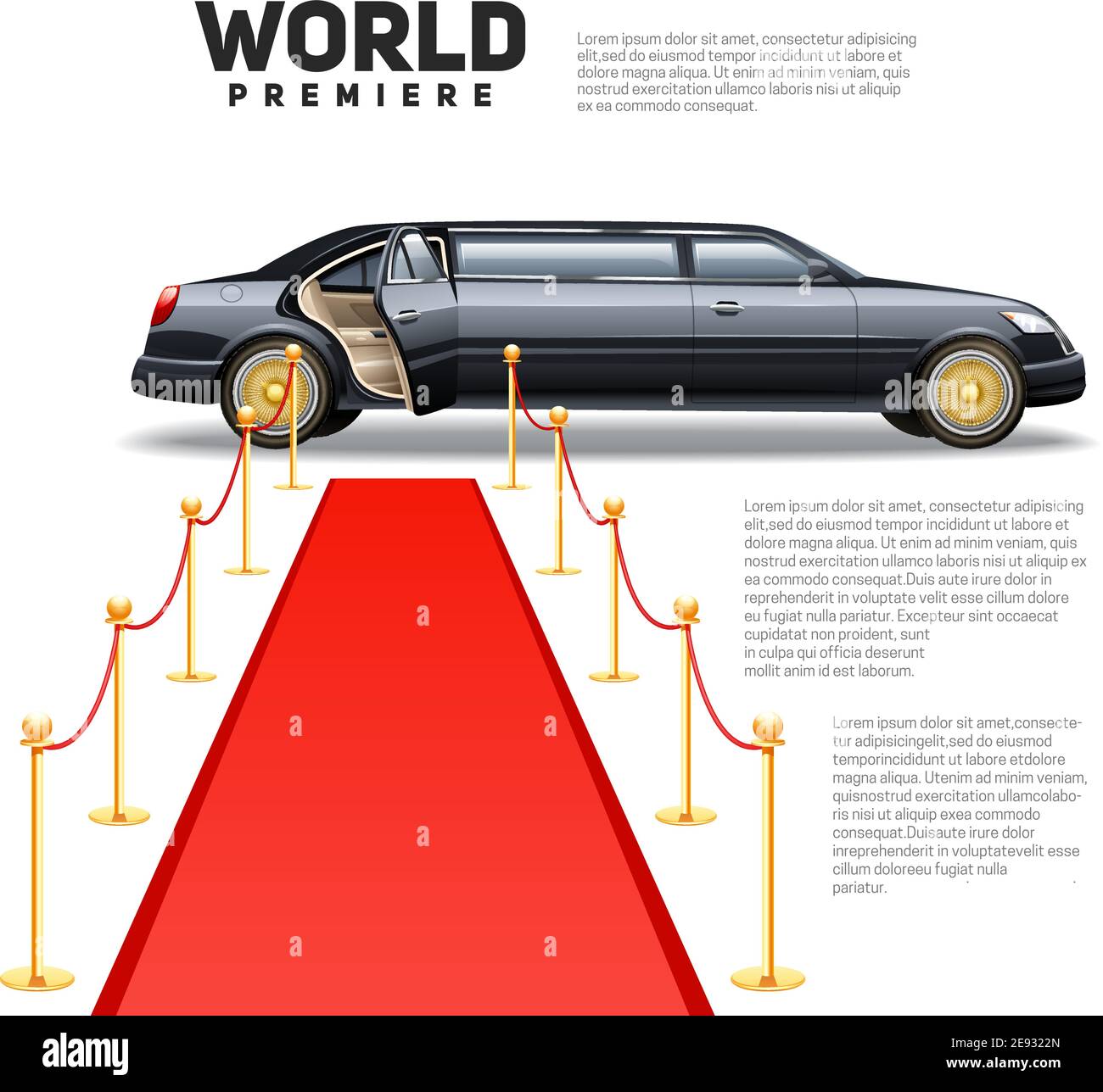 Luxury limousine car and red carpet for world premiere celebrities and ...