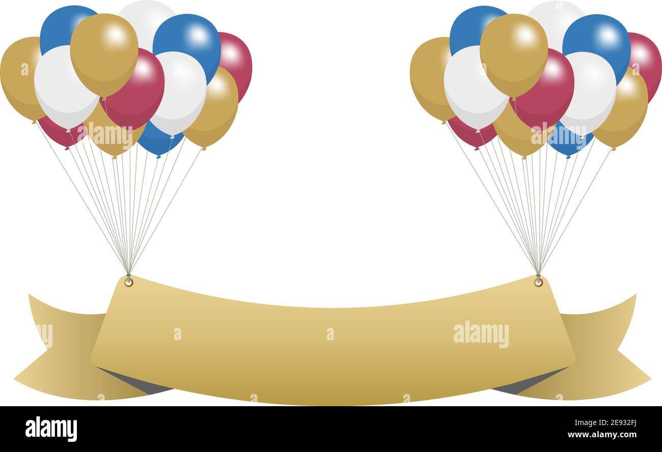Ribbon banner and balloons vector illustration Stock Vector Image & Art ...