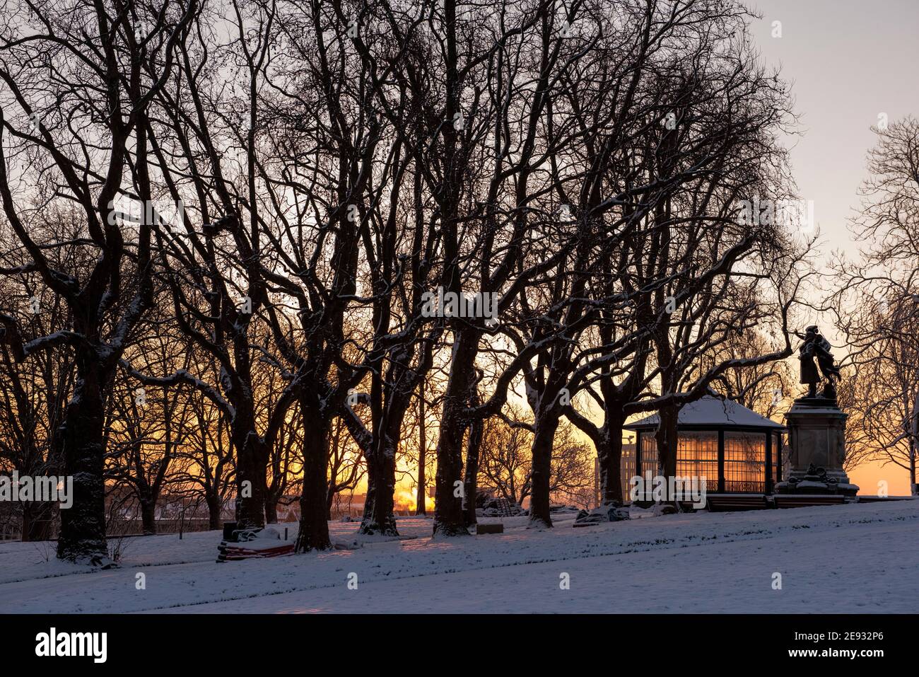 Nottingham Castle grounds in the snow, Nottingham City Nottinghamshire ...