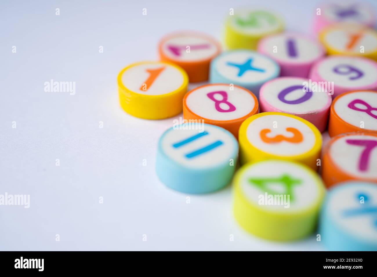 Math Number colorful on white background, education study mathematics ...
