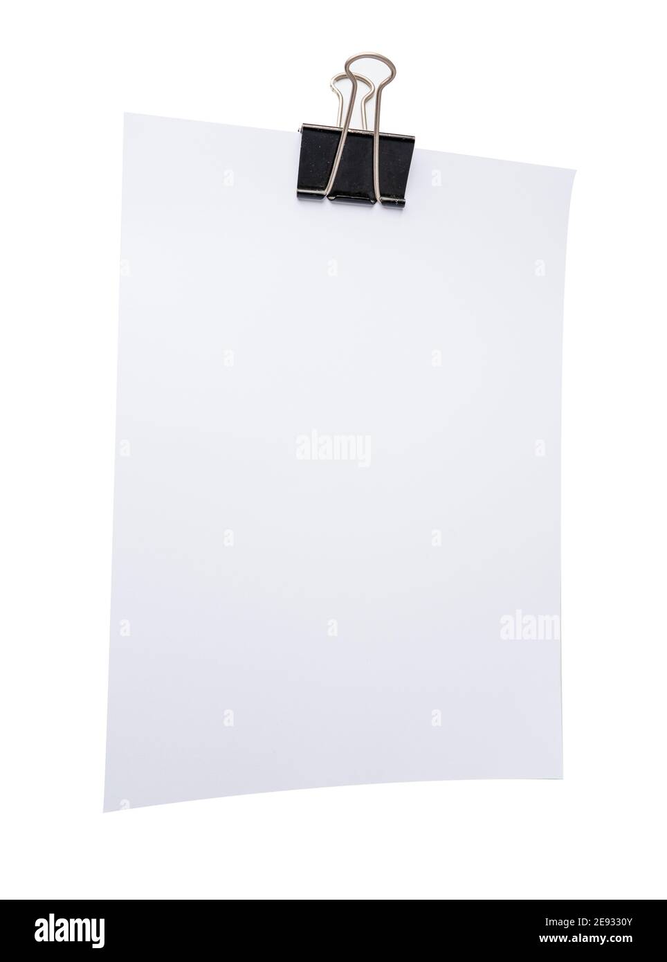 White note paper with paperclip on white background Stock Photo - Alamy