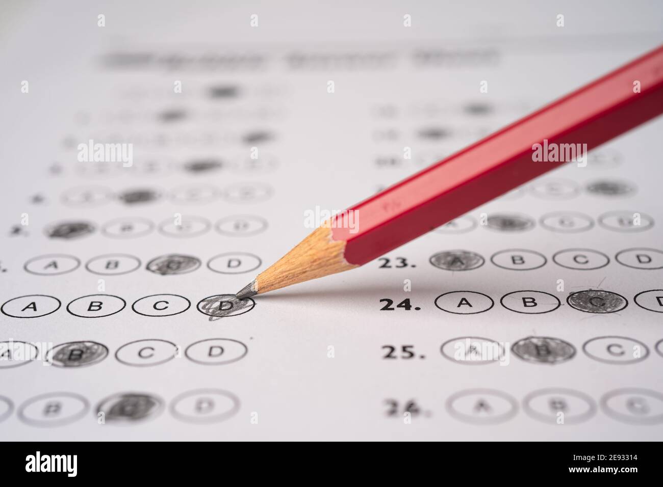 Answer sheets with Pencil drawing fill to select choice, education ...