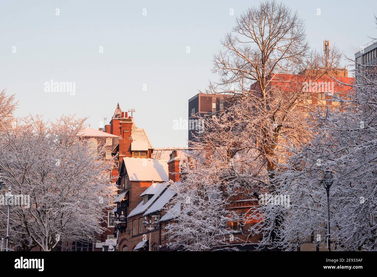 Snow on Castle Road, Nottingham City Nottinghamshire England UK Stock ...