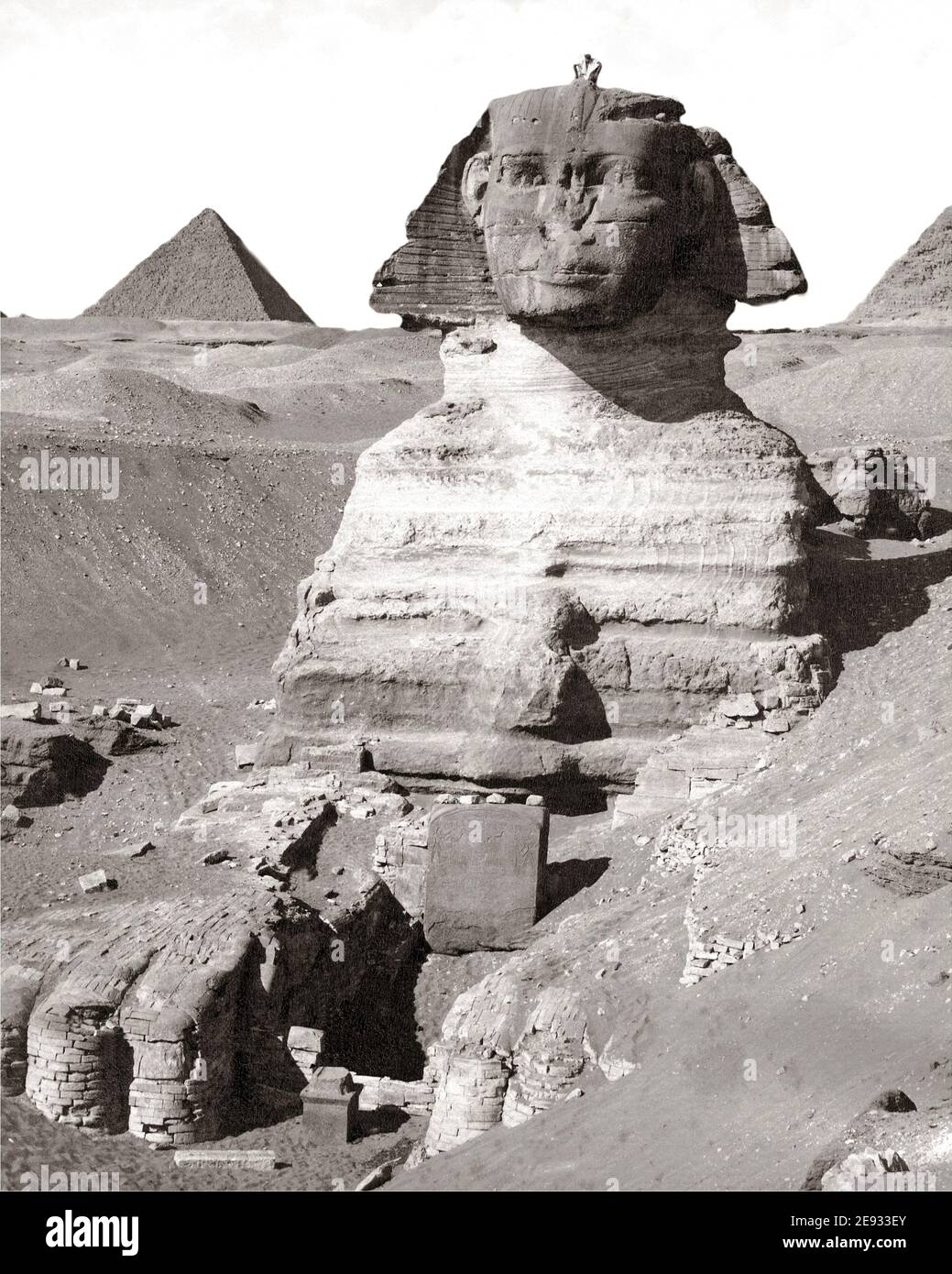 Late 19th century photograph - view of the Sphinx, Egypt, with man ...