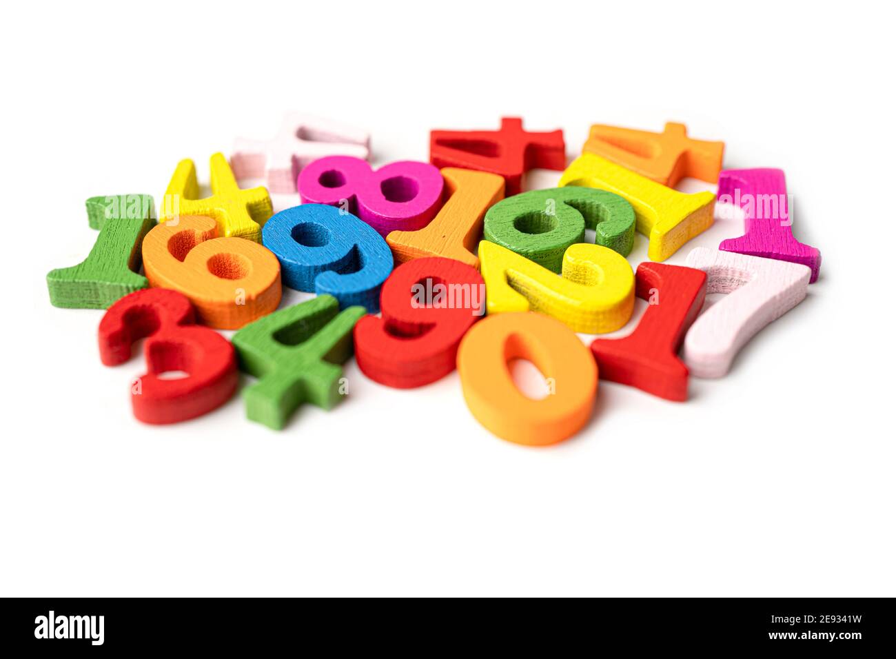 Math Number colorful on white background, education study mathematics ...