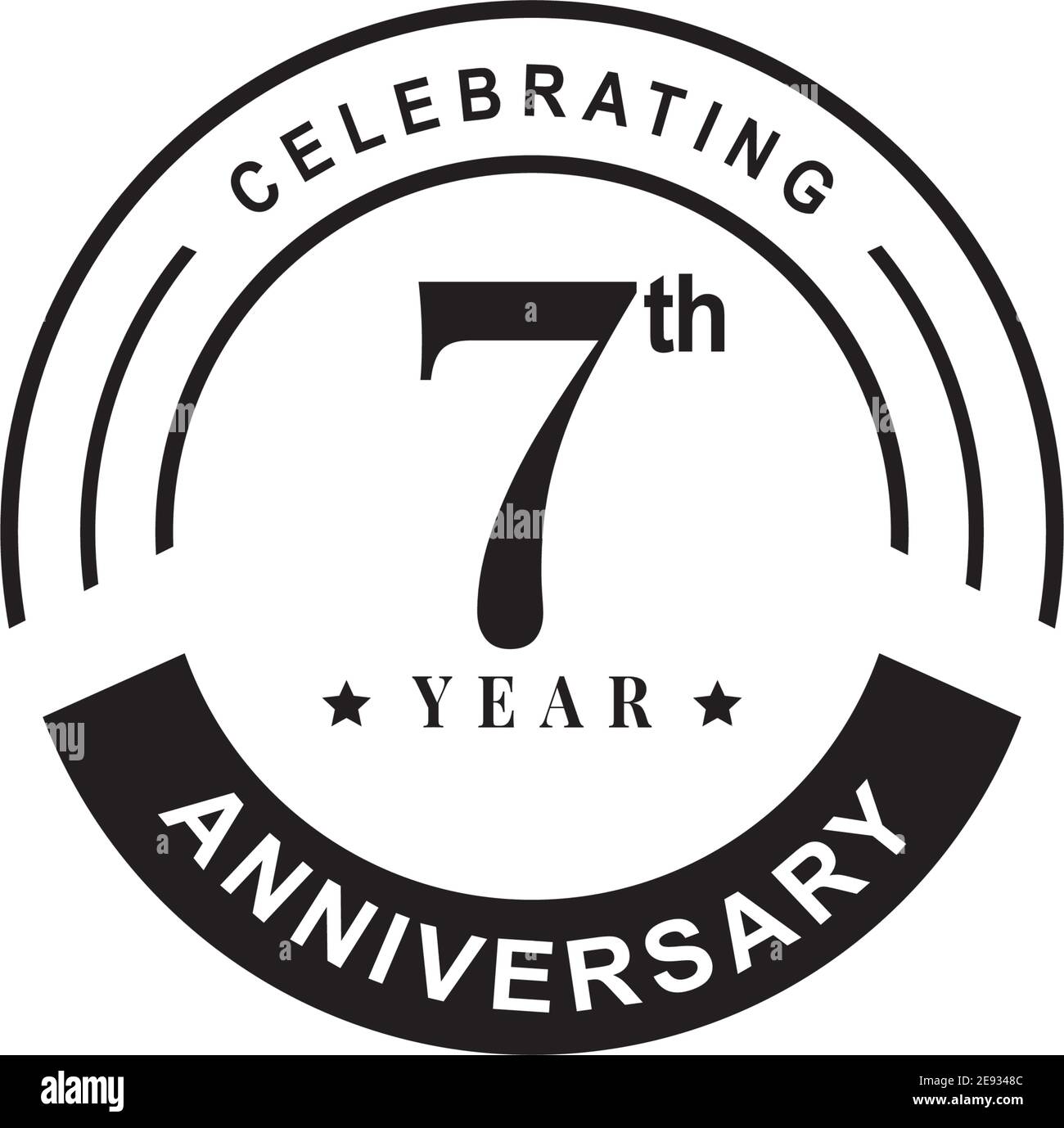 7th year anniversary emblem logo design illustration vector template ...