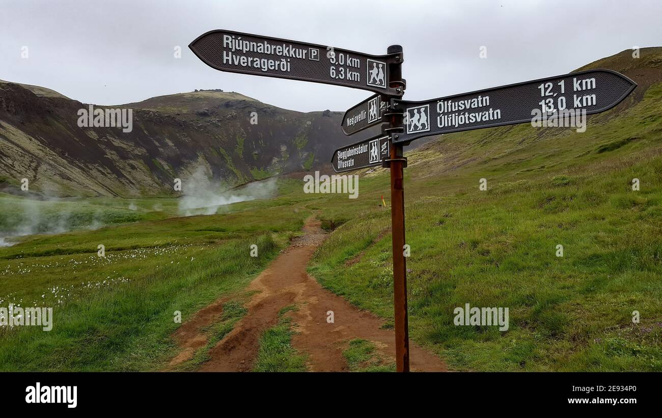 Travel to Iceland. Beautiful Icelandic landscape with mountains and ...