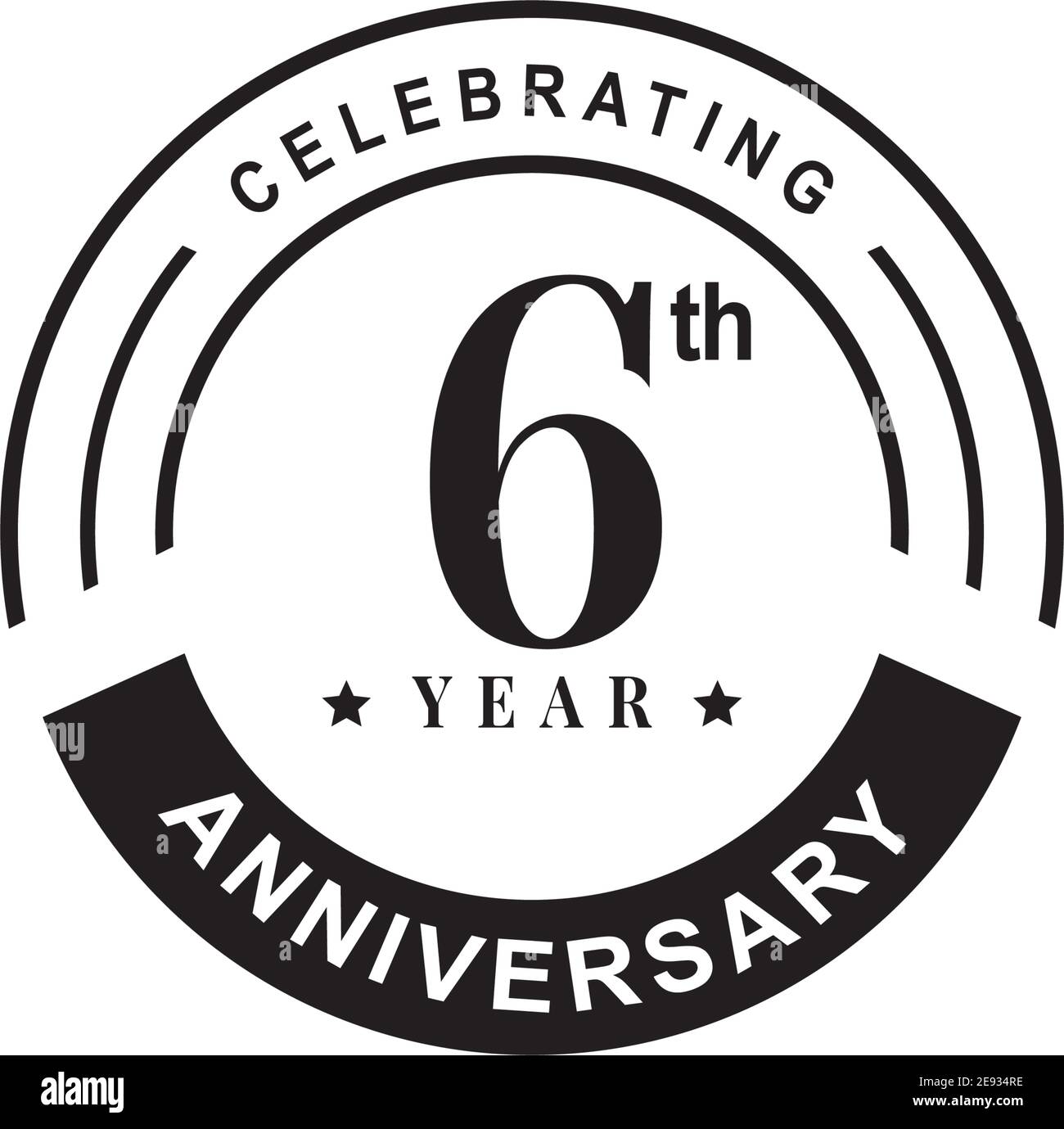 6th year celebration anniversary emblem logo design vector template ...