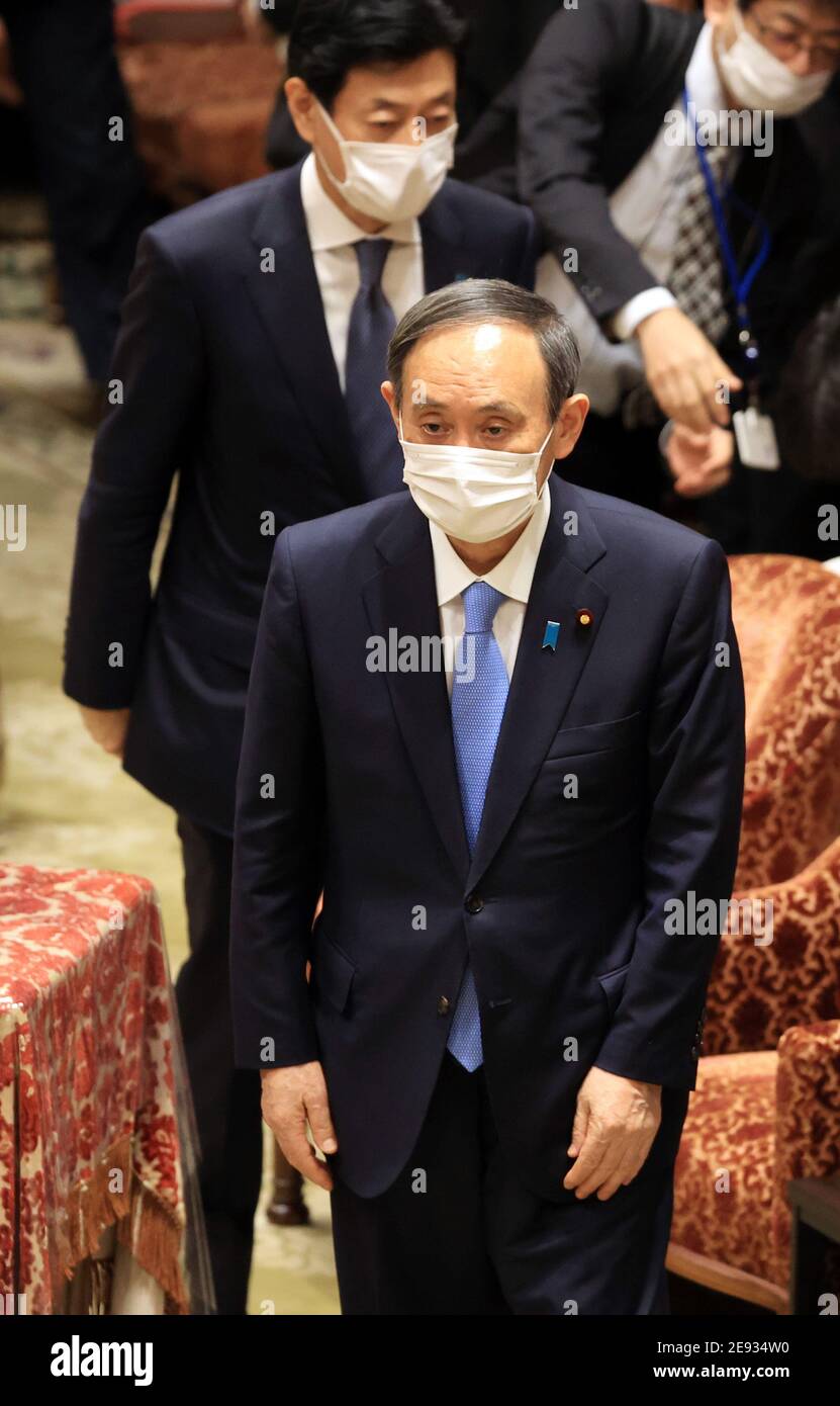 Tokyo, Japan. 2nd Feb, 2021. Japanese Prime Minister Yoshihide Suga ...