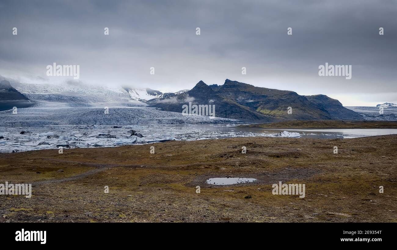 Travel to Iceland. Beautiful cold landscape. Fjallsarlon Glacier Lagoon ...
