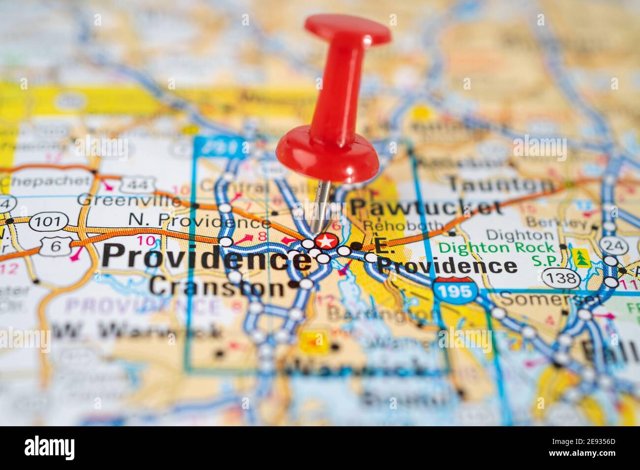 Bangkok, Thailand, June 1, 2020 Providence, Rhode Island, road map with ...