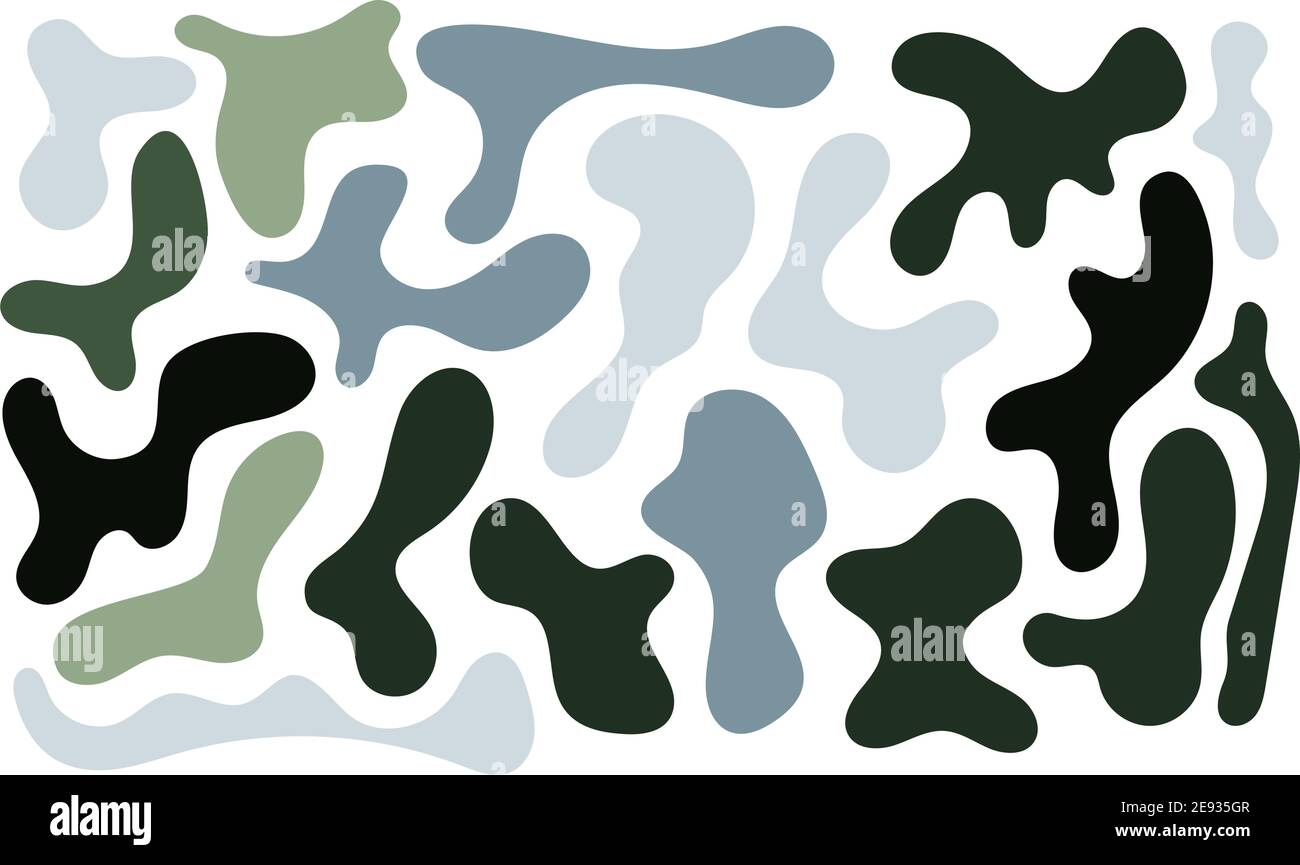 Green and grey rregular blob, set of abstract organic shapes. Abstract ...