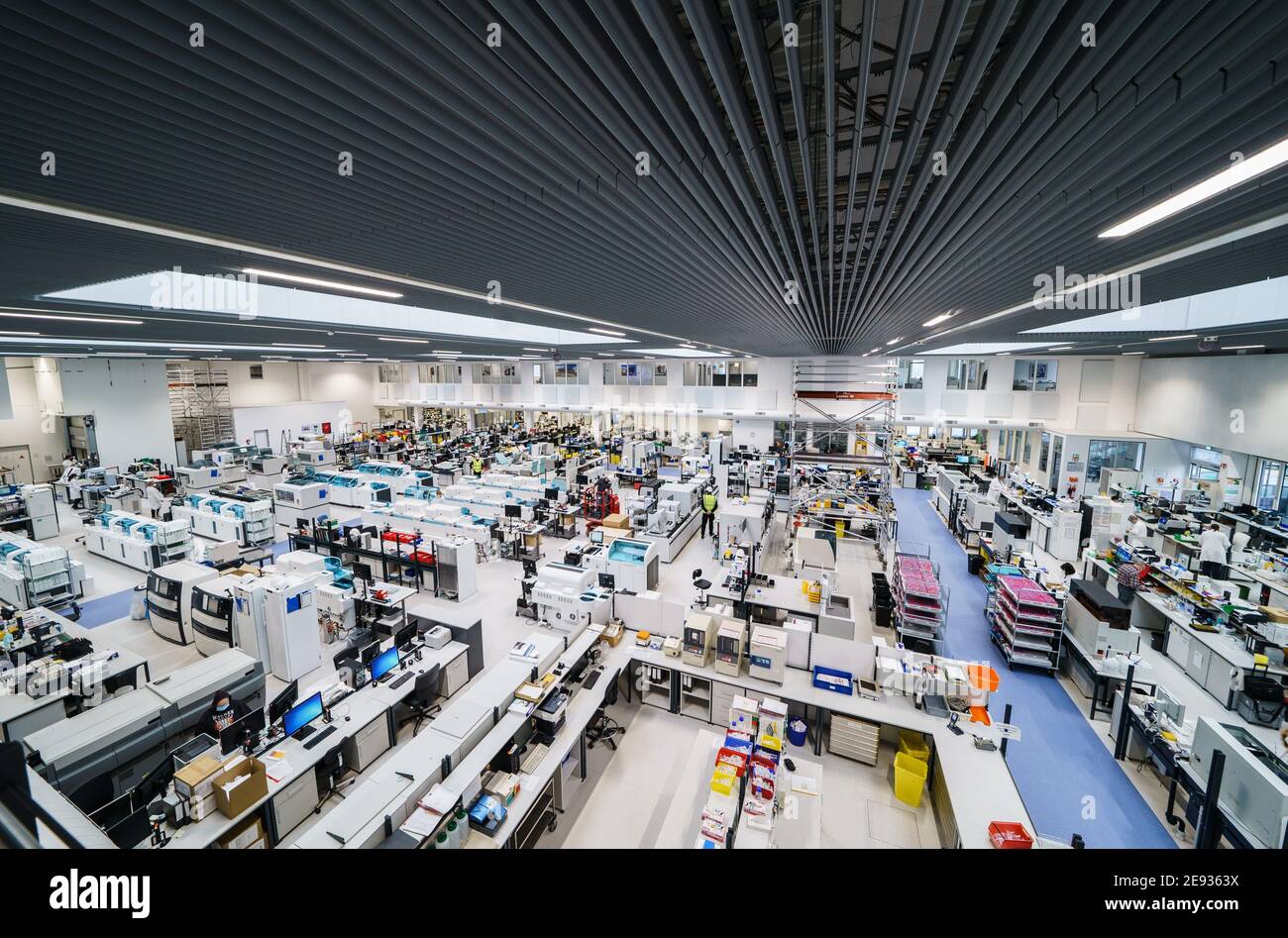 Ingelheim, Germany. 01st Feb, 2021. Bioscientia employees stand in the ...