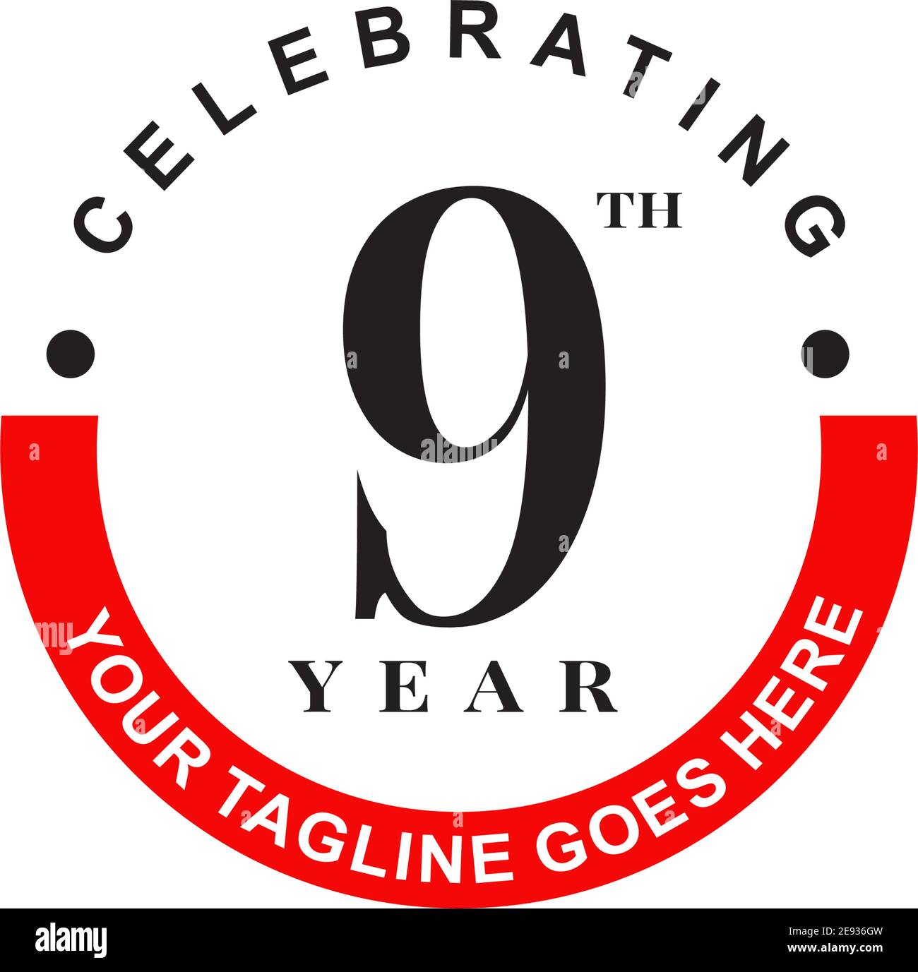 9th year celebrating anniversary emblem logo design vector template ...