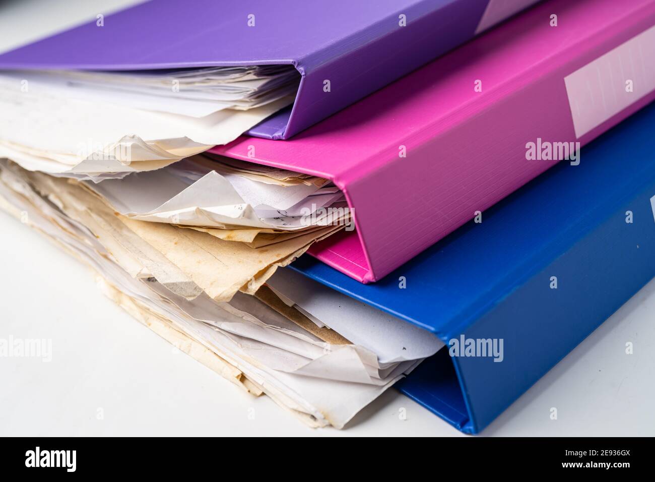 File Folder Binder stack of multi color on table in office Stock Photo ...