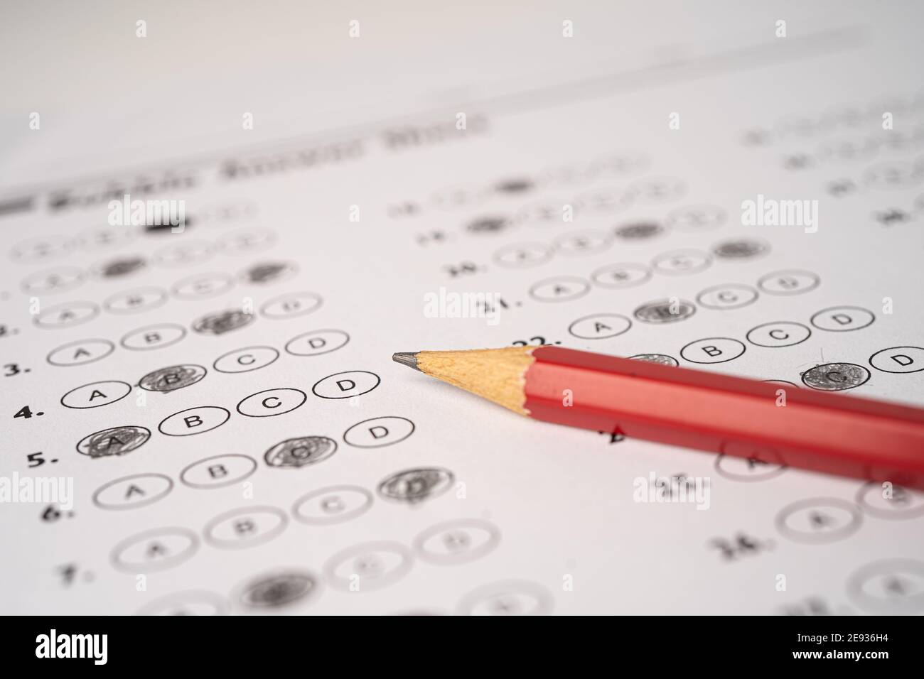Answer sheets with Pencil drawing fill to select choice, education ...