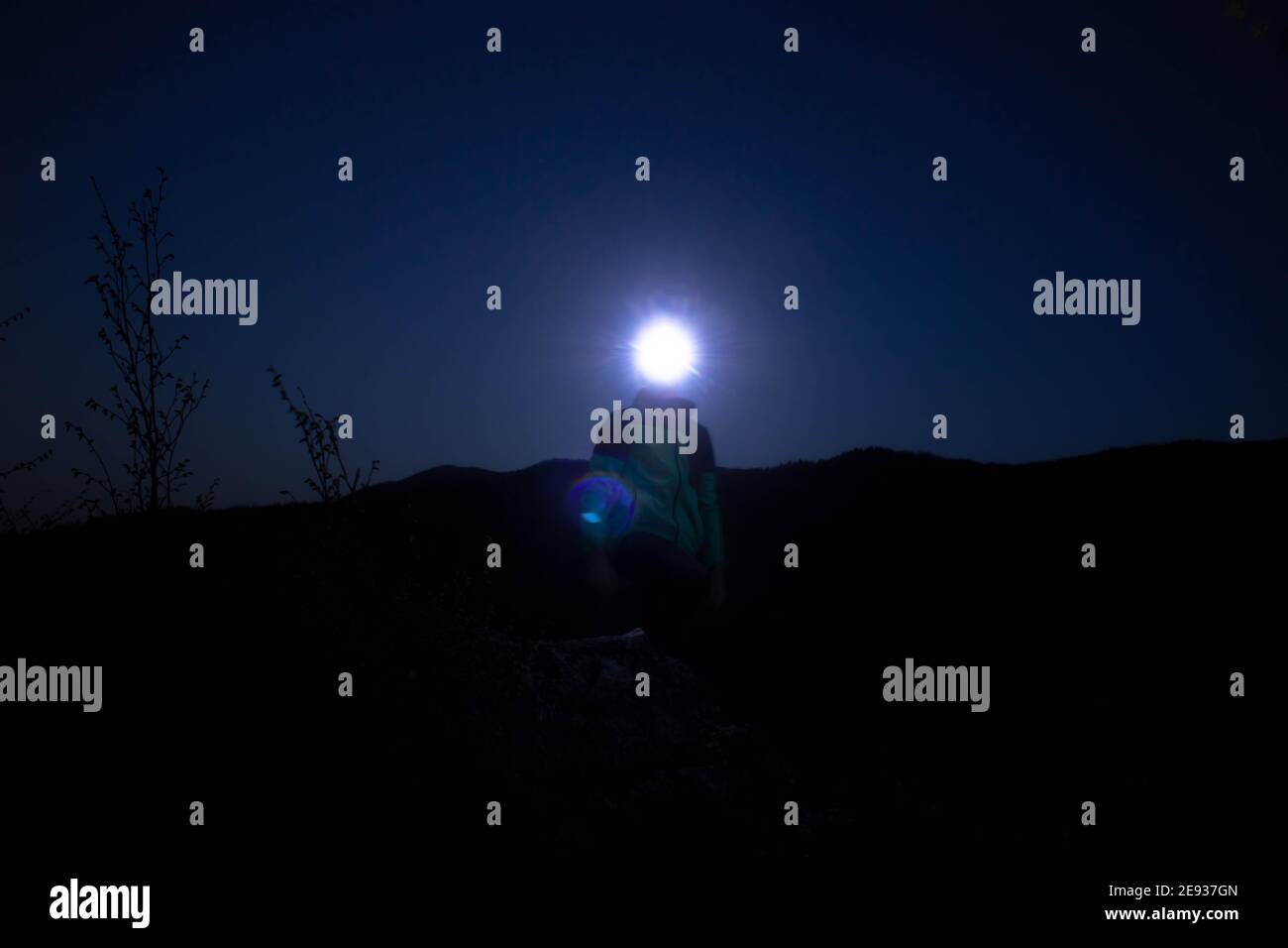 Landscape photo at night when the start are out Stock Photo - Alamy