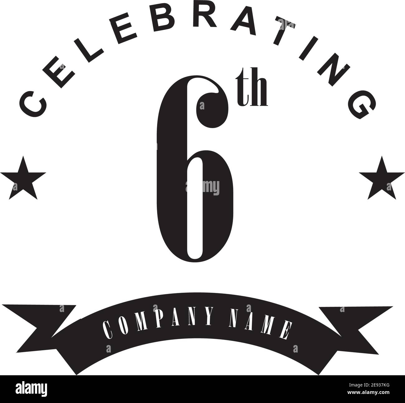 6th year celebration anniversary emblem logo design vector template ...