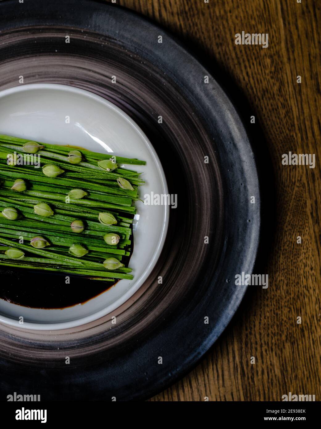 Beautiful dish of garden greens in soy sauce at a restaurant Stock ...