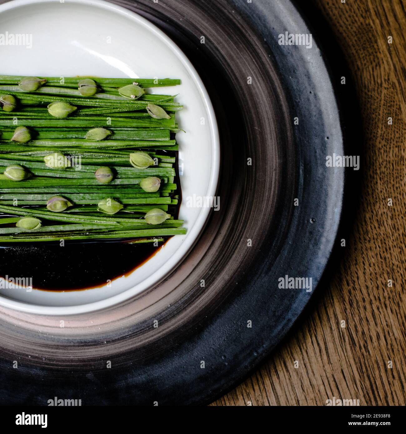 Beautiful dish of garden greens in soy sauce at a restaurant Stock ...