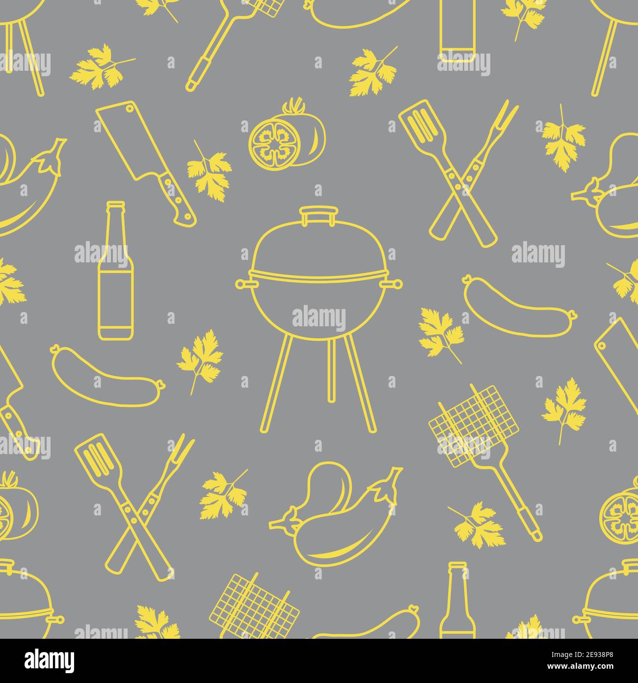 Seamless pattern with grill and barbecue tools. BBQ party background ...