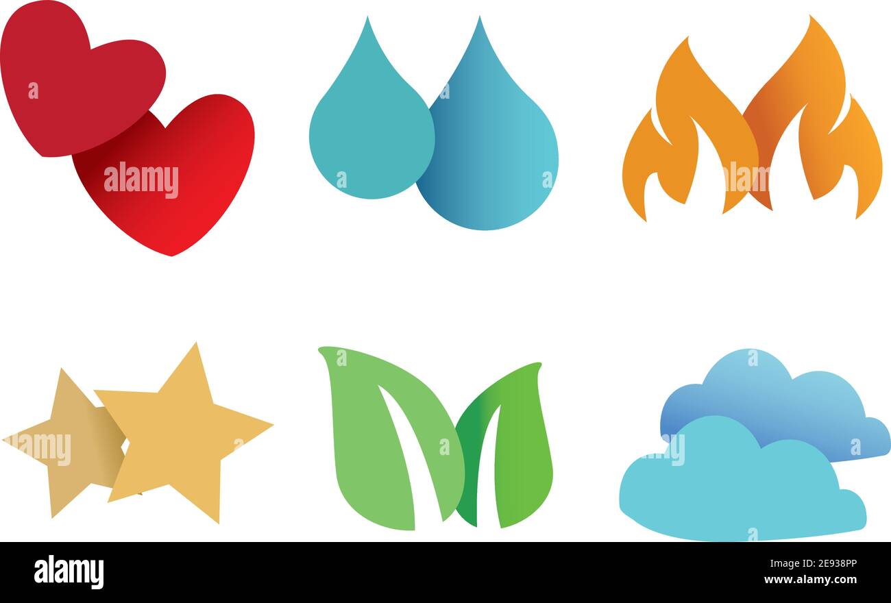 Set of six conceptual symbols as design elements for decoration and ...