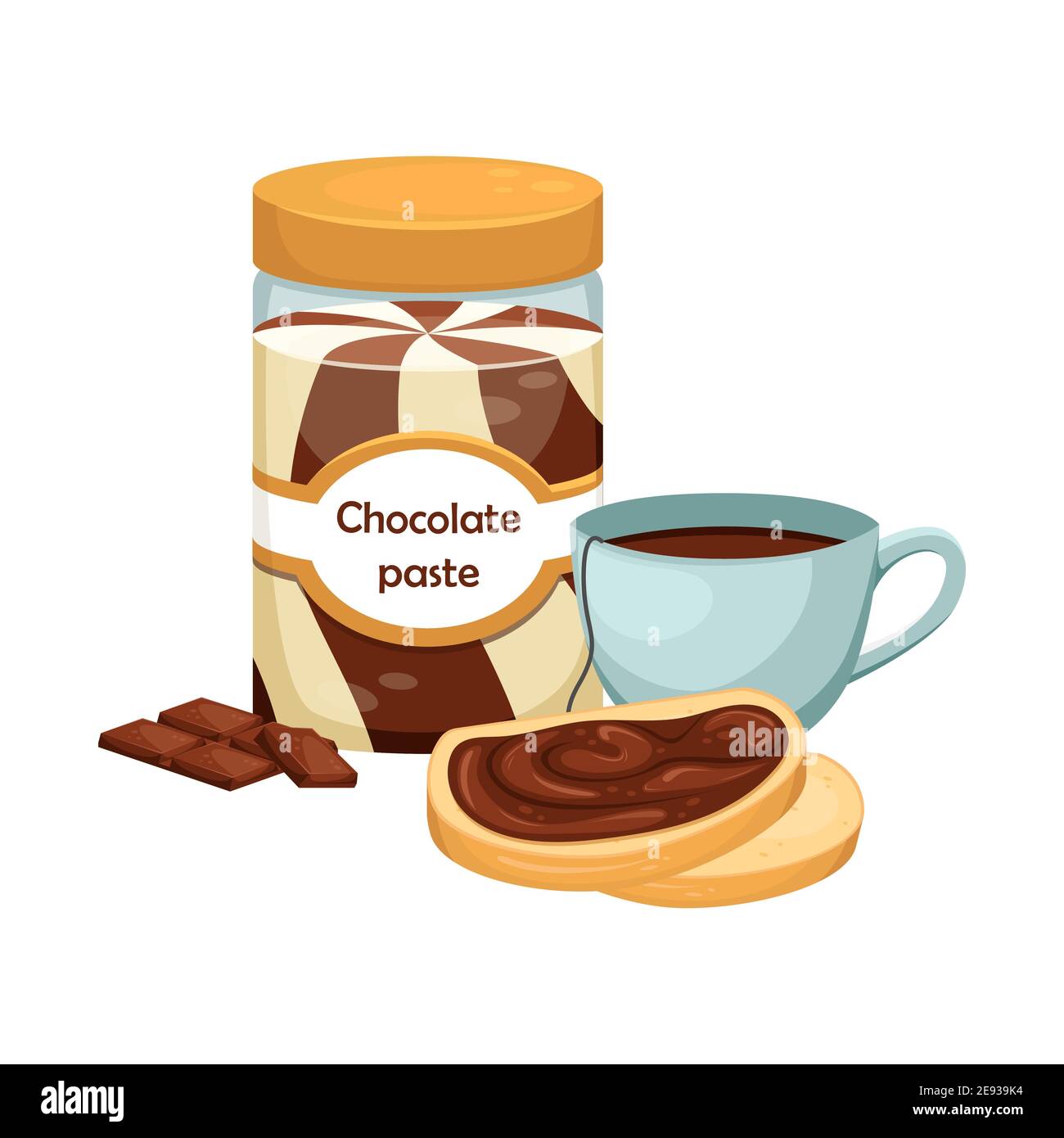 Vector illustration of a can of chocolate paste. Sweet snack. Chocolate ...