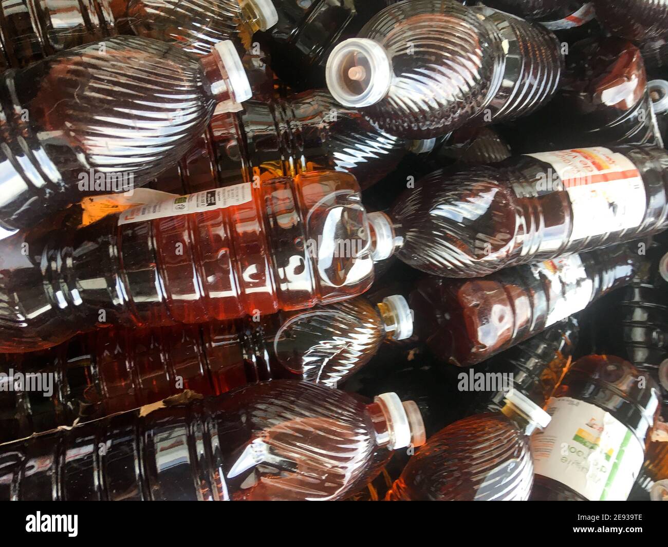 Piled plastic bottles, Lyon, France Stock Photo - Alamy