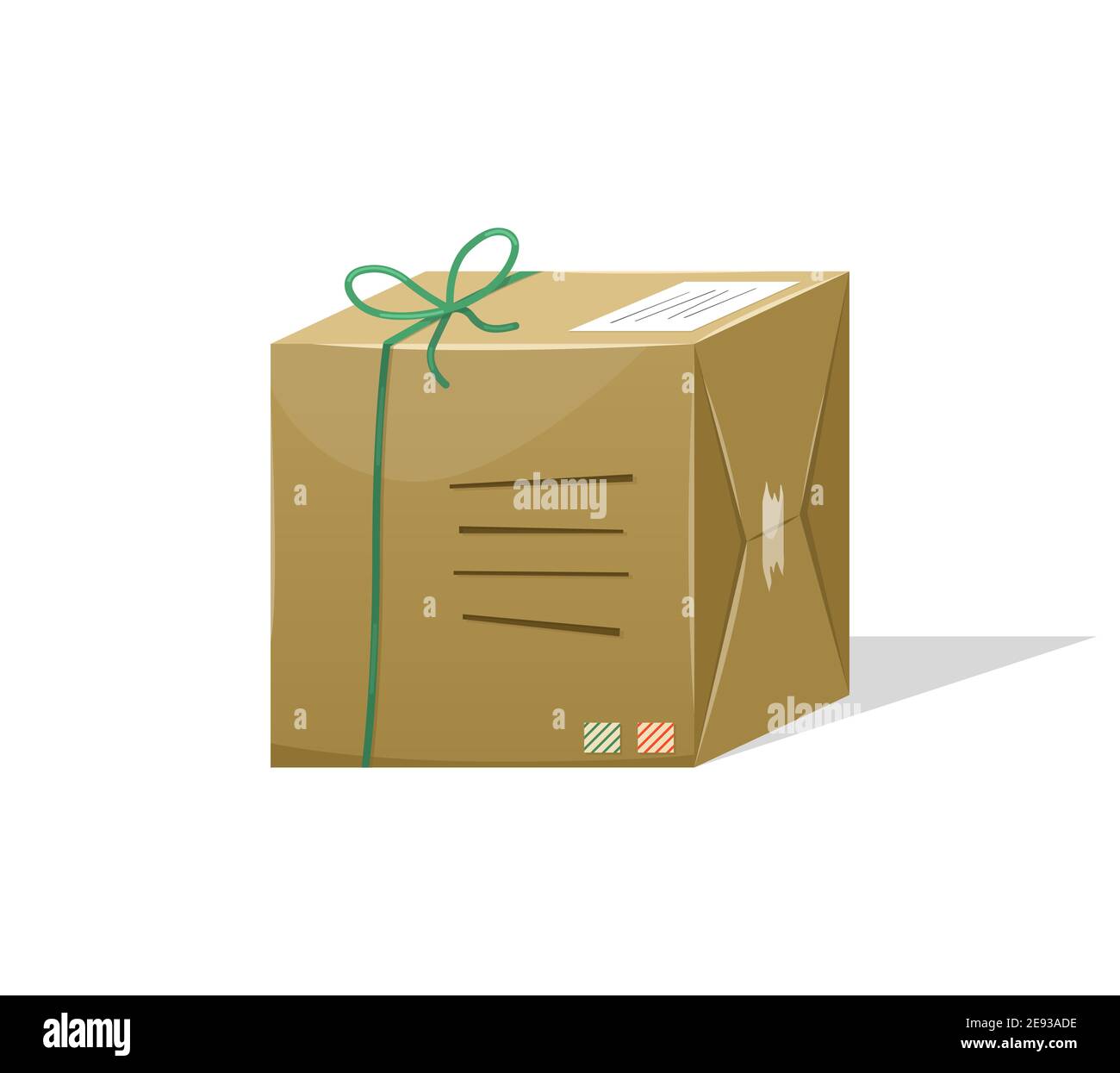 Vector illustration of a postal parcel in a box with a delivery address ...