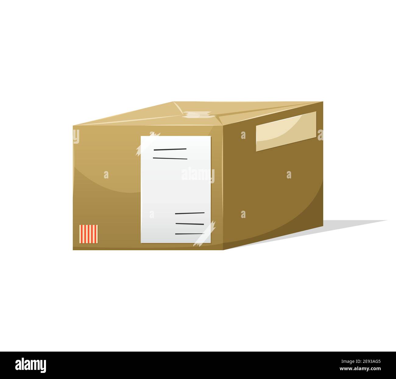 Vector illustration of a postal parcel in a box with a delivery address ...