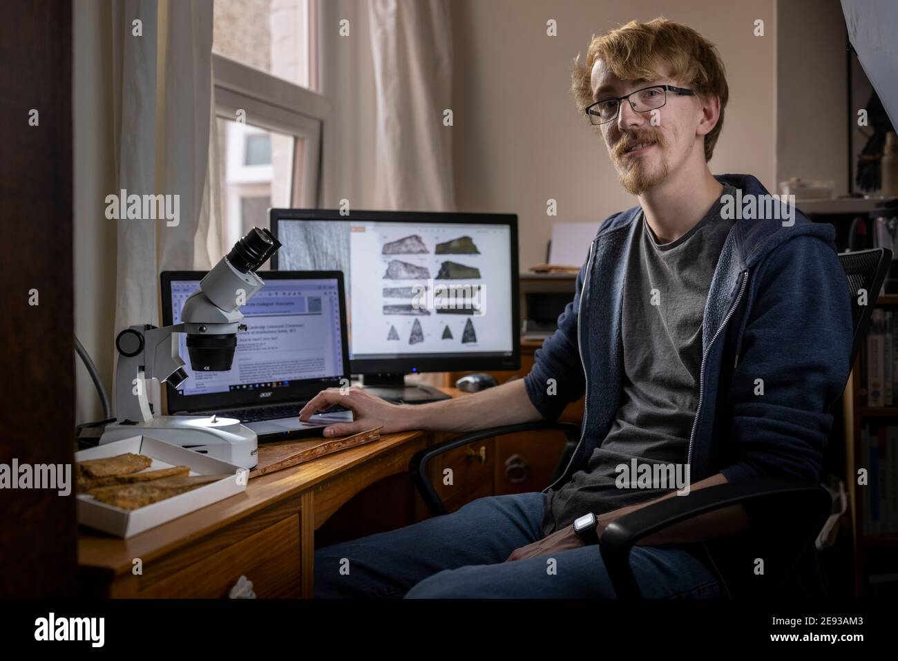 Phd student Roy Smith 26, at his home in Portsmouth with a tiny ...