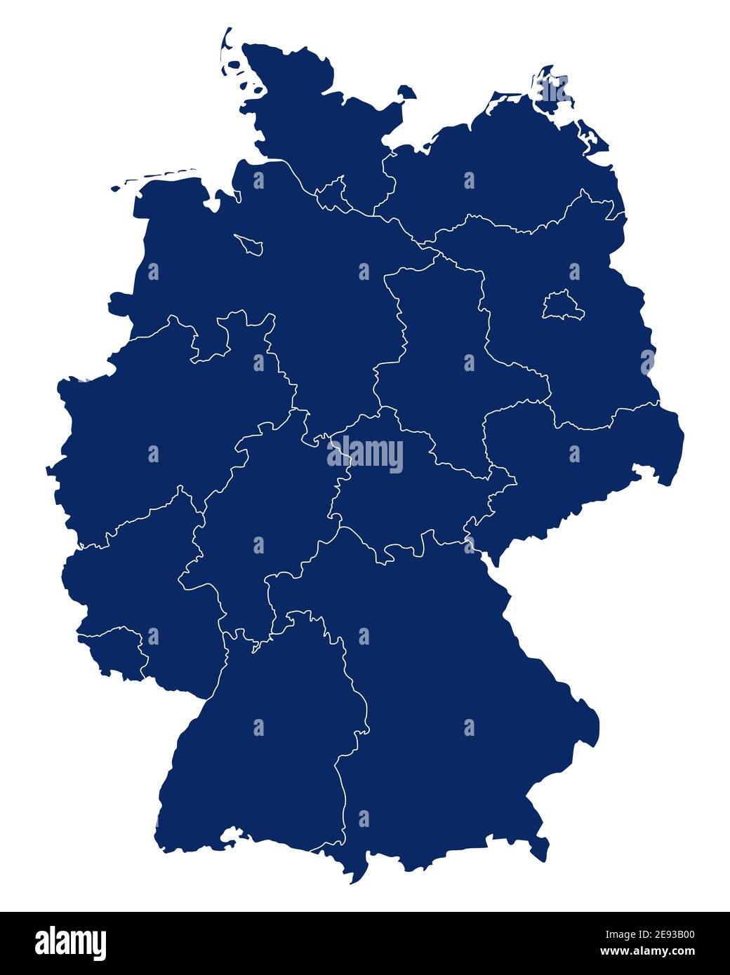 Map of Germany with regions and borders Stock Photo - Alamy