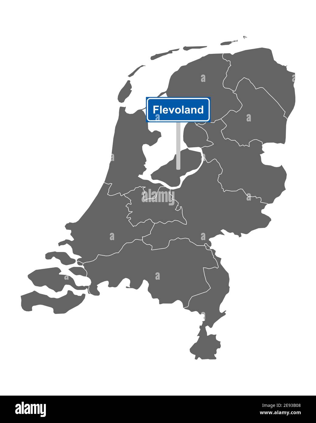 Map of the Netherlands with road sign Flevoland Stock Photo - Alamy