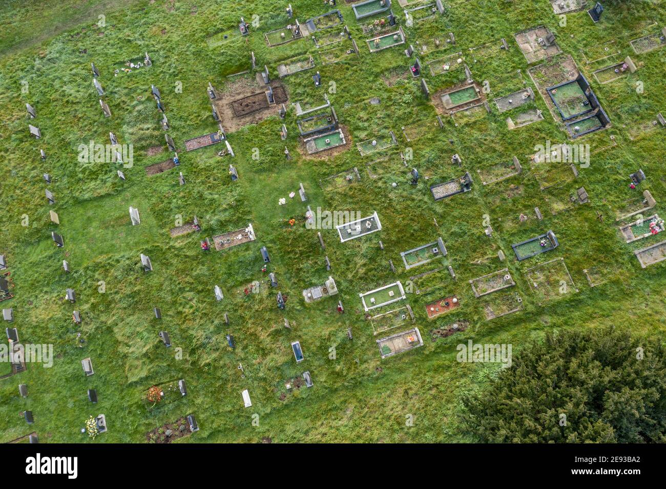 aerial view of church graveyard Stock Photo - Alamy
