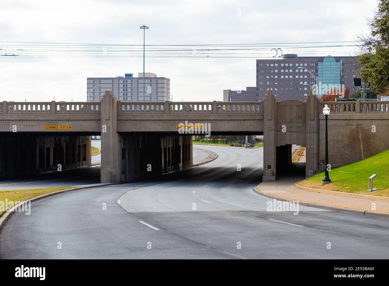 Triple Underpass above Elm Street, Dallas, Texas. Railroad bridge above ...