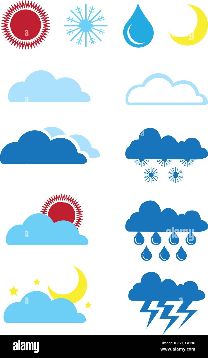 Vector illustration of web icons for weather forecast Stock Vector ...