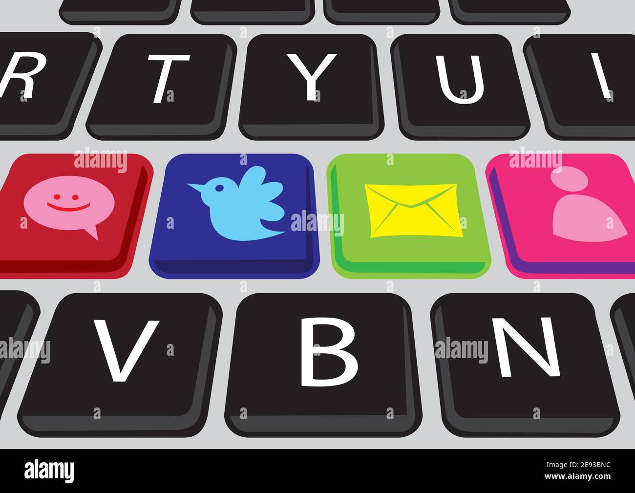 Vector buttons on a keyboard with Social media icons Stock Vector Image ...