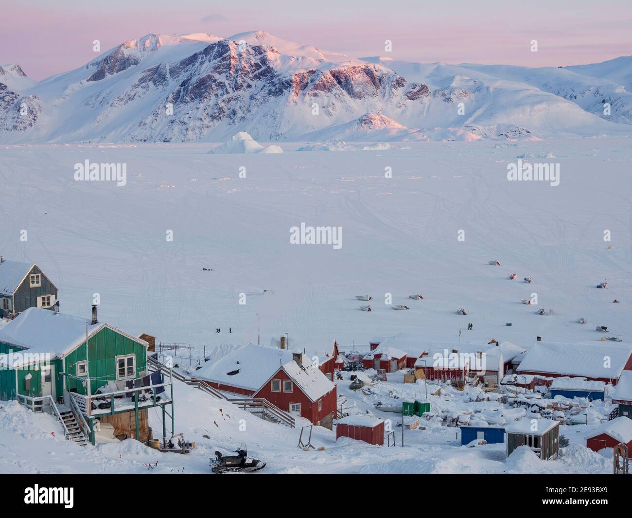 The traditional and remote greenlandic inuit village Kullorsuaq located ...