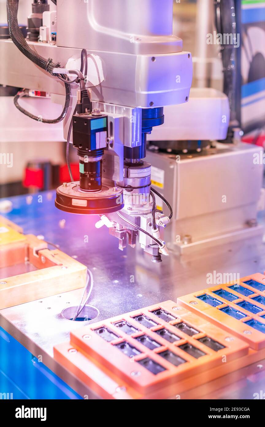 Vision measuring instrument inspecting PCB circuit board Stock Photo ...