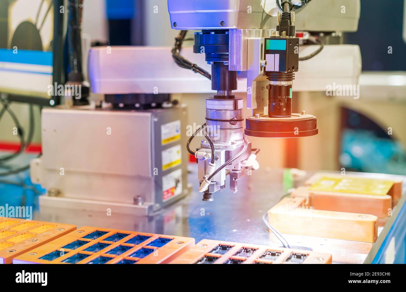 Vision measuring instrument inspecting PCB circuit board Stock Photo ...