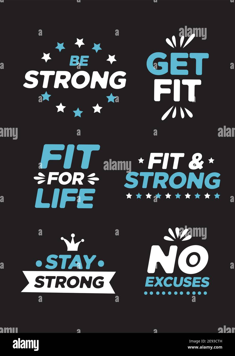 Collection of labels and symbols for fitness or gym. Isolated flat ...